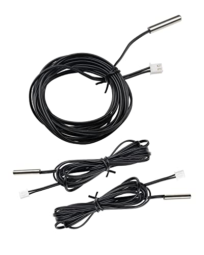 diymore 10K Temperature Sensor Probe 10K 2Meter Temperature Probe,3PCS Stainless Steel 3950 NTC Waterproof Temp Sensor Probe, Digital Temperature Transmitter Extension Cable