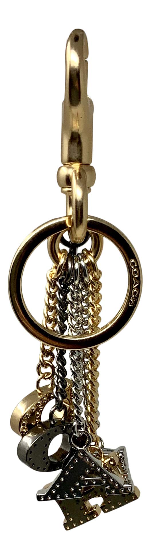 Coach Chain Linked Letters Multi Mix Key Ring Bag Charm