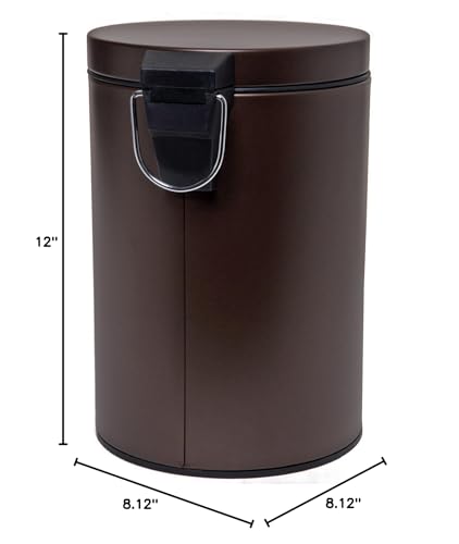 HOMEBASIX LYP0701 Small Step Round Trash Can, 7-Liter, 1.8 Gallon Venetian Bronze