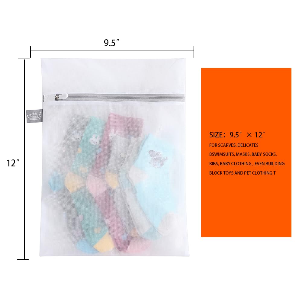 Kimmama Durable Fine Mesh Laundry Bags for Delicates,Small Size Lingerie Bags for Washing Delicates,Socks,Mask,10 x 12 Inches