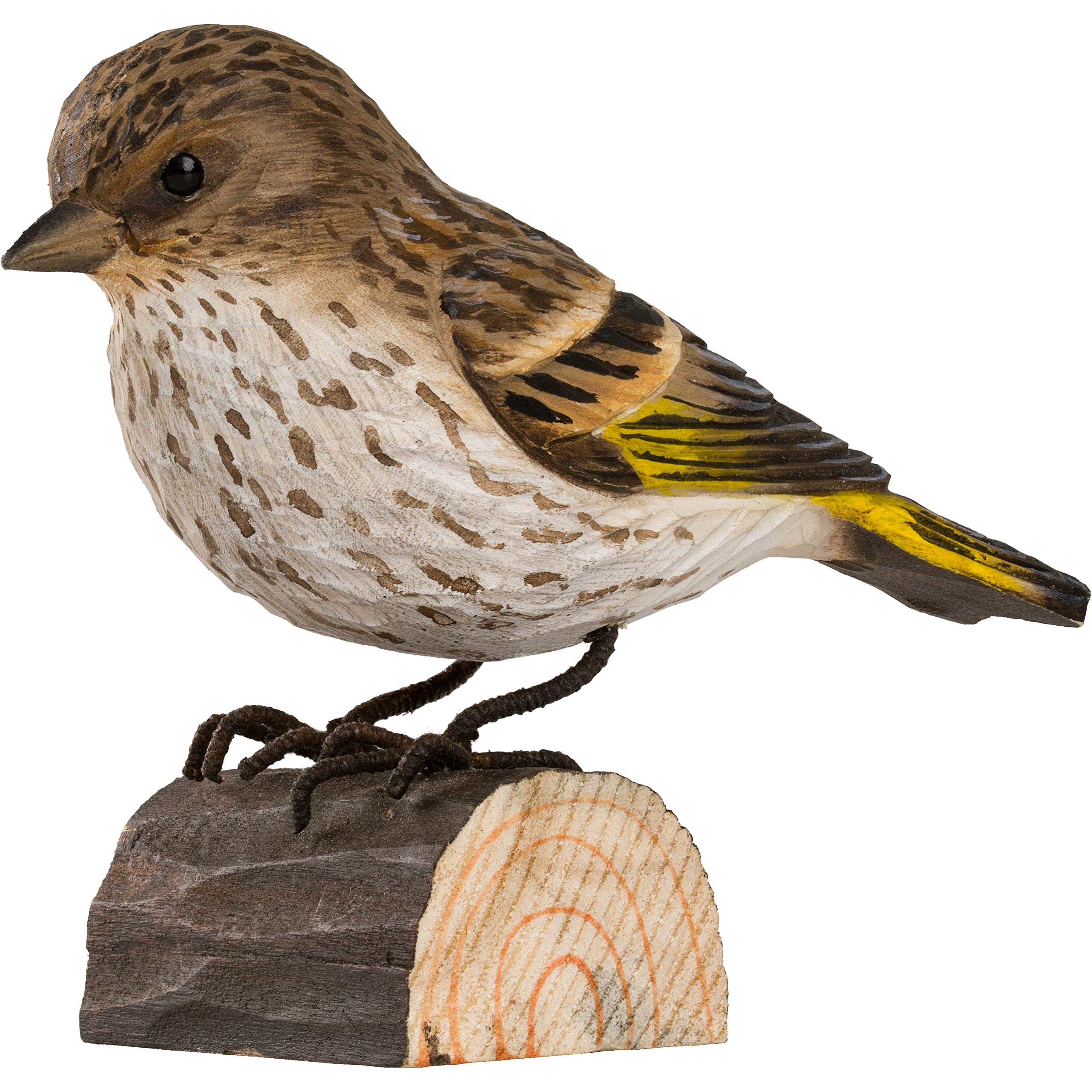 WILDLIFEGARDEN Wildlife Garden Pine Siskin DecoBird, Artisanal Hand-Carved Wood Replica, Ornithologist Approved Life-Like Figurine Designed in Sweden