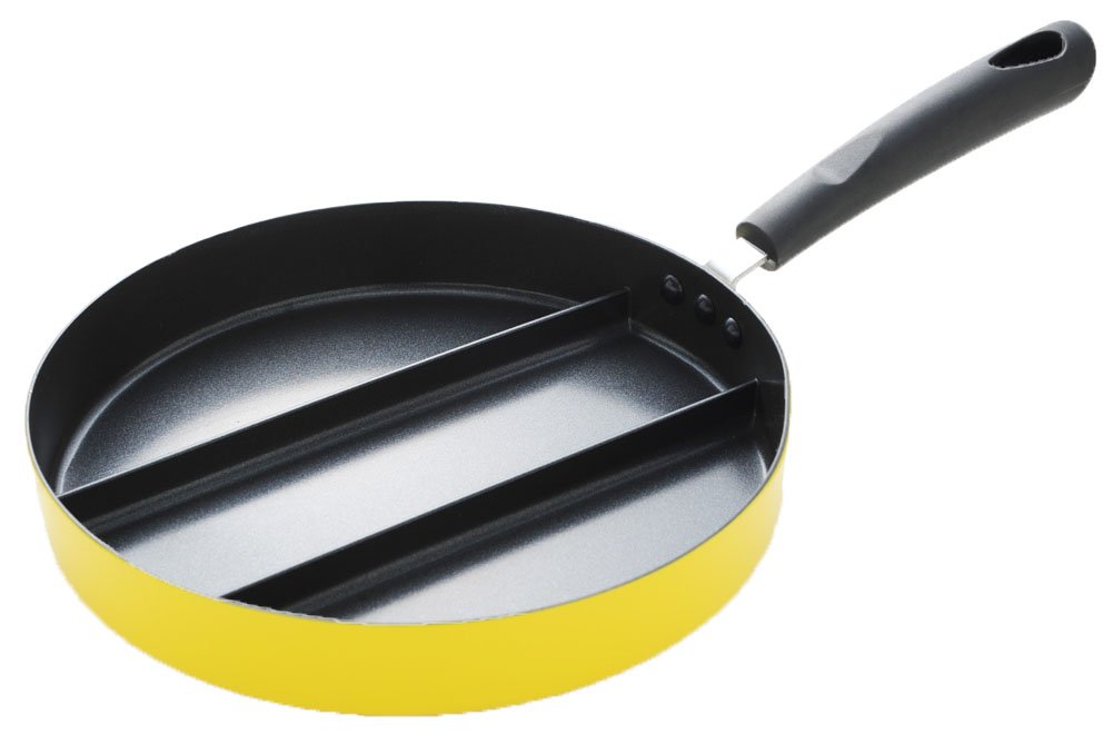 Ernest A-76728 Frying Pan (Center Egg, Triple Pan), Induction Compatible, Can Make 3 Types of Side Dishes Simultaneously, Egg, Soup, Time-Saving Cooking, A Brand Used by Major Restaurants