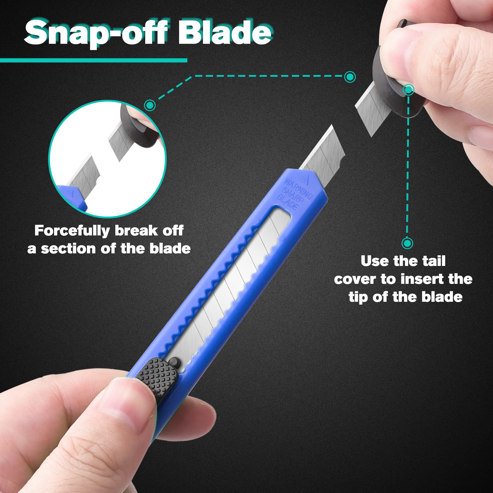 DIYSELF 24 Pack Box Cutters for Work, Office, Box Opener with 9mm Wide Blade, Retractable Utility Knife Box Knife for Cardboard, Packages, Sharp Box Cutter for Women, Girls, Razor Knife Exacto Knife