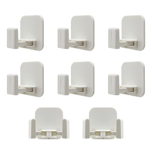 Modixun 8pcs Double Wall Hooks, Openable and Closeable, Self-Adhesive Double Prong Hooks, Double Robe Towel Hooks, Dual Hooks for Coat, Bag, Hat, Scarf, Jacket, Key, White