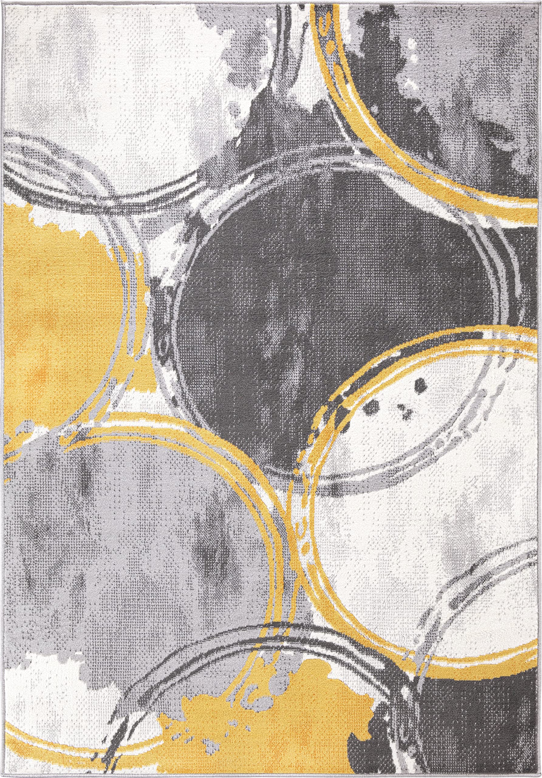 Rugshop Evora Contemporary Modern Circles Area Rug 5' x 7' Yellow