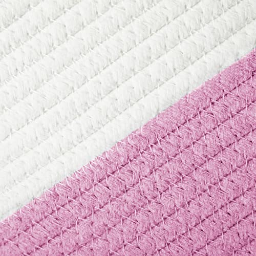 MeloMin NatureMe (50L) Cotton Rope Woven Laundry Basket (6 Colors) - 17β x15β - Home Storage Hamper Bin for Blankets, Comforters, Towels, and Toys (Pink)