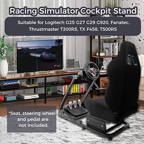Dardoo Gaming Simulator Cockpit Square Tube Racing Steering Wheel Stand Compatible with Logitech G25 G27 G29 G920 G923, Thrustmaster PC PS4 Xbox without Steering Wheel, Pedal, Handbrake and Seat