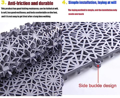 Modular Garage Flooring Tile - Interlocking Soft PVC, 12"x12" Pool Patio Floor, Non-Slip Splicing Floor Mat, Interlocking Drainage Mats Outdoor Indoor (B)
