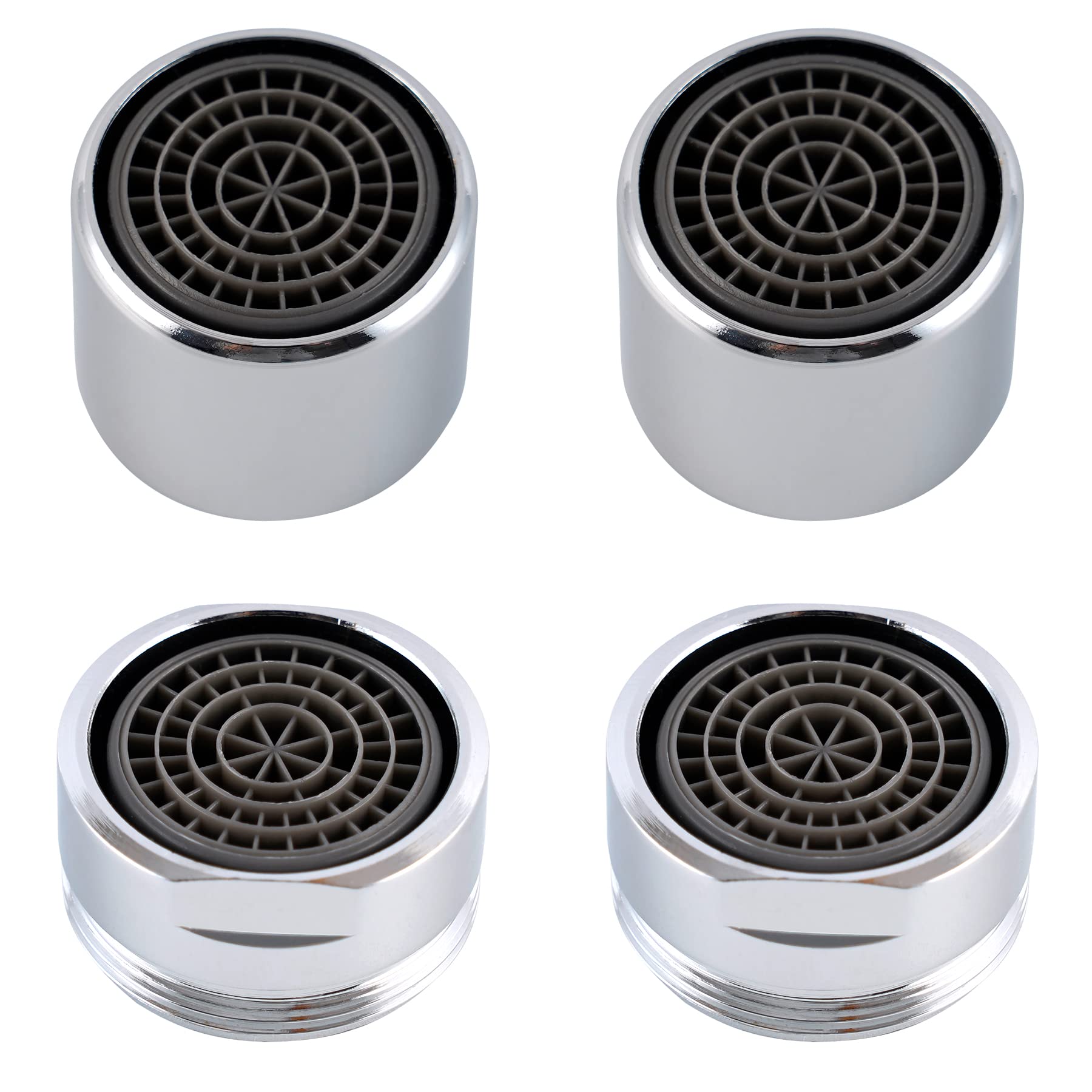 Hibbent 4 Pack Faucet Aerator, Solid Brass Kitchen Sink Faucet Aerator Shell and Built-in Filter, 2 Pack 15/16 Male Thread with 2 Pack 55/64 Female Thread BathroomĀ AeratorĀ FaucetĀ Filter, Chrome Finish