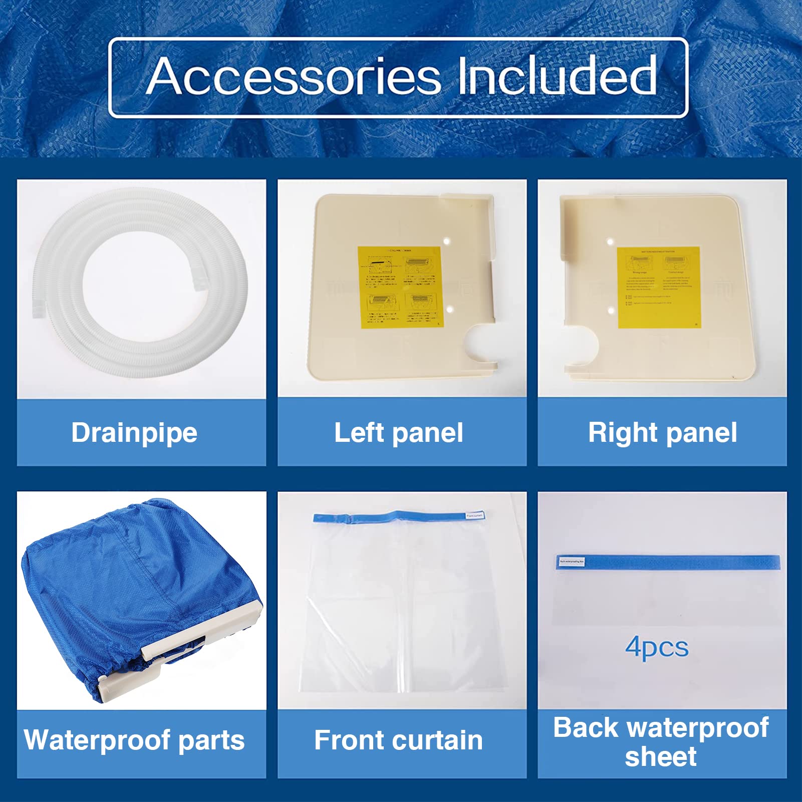 Waterproof Split Air Conditioner Cleaning Kits- Wall Mounted Air Conditioning Dust Washing Clean Cover with 9.2ft Water Pipe Support Plates Air Conditioner Service Bag for Household AC Units (Size L)