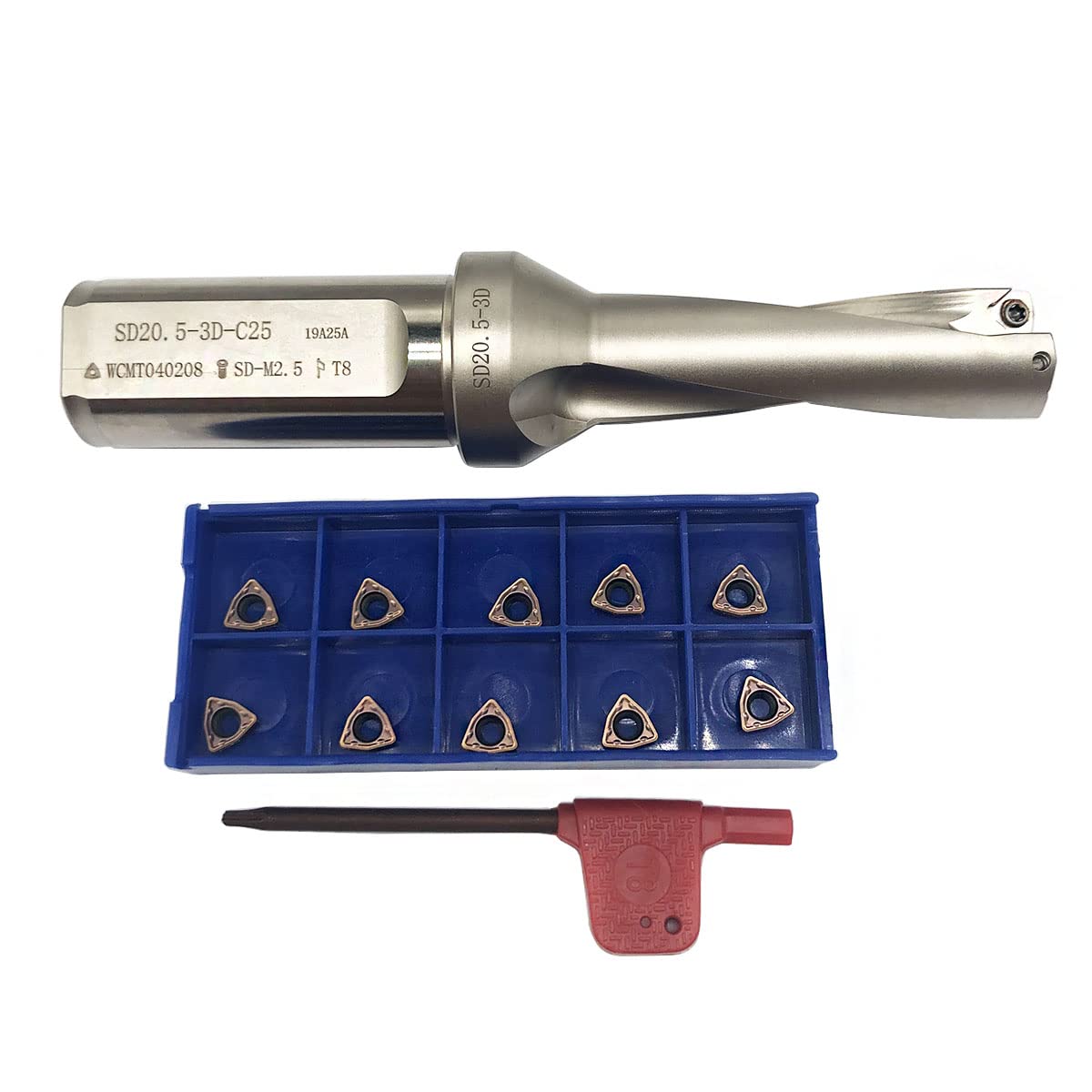 GBJ WC- Φ20.5-3D-C25 +10pcs WCMX040208FN Indexable U Drill Inserts Holder Fast Water Jet Drill Violent Drill WPD Series (WPD-Φ20.5-3D-C25+WCMX040208)