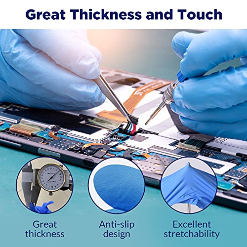 Membrane Solutions Nitrile Gloves Large 100 Count, Disposable Exam Gloves, Blue, Powder/Latex Free, Non-Sterile, 4 Mil Lightly Textured, Home (1 Box)