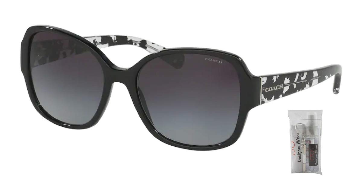 Coach HC8166 534811 58MM Black/Grey Gradient Butterfly Sunglasses for Women + BUNDLE with Designer iWear Eyewear Kit
