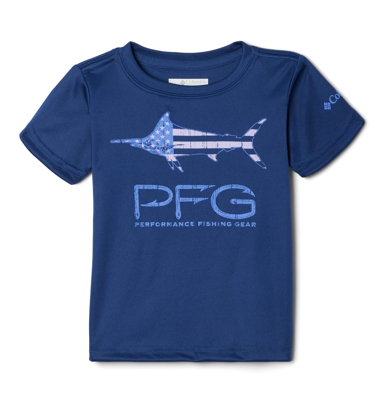 Columbia Youth Boys Terminal Tackle PFG Marlin America Short Sleeve, Carbon/Marlin America Graphic, Medium