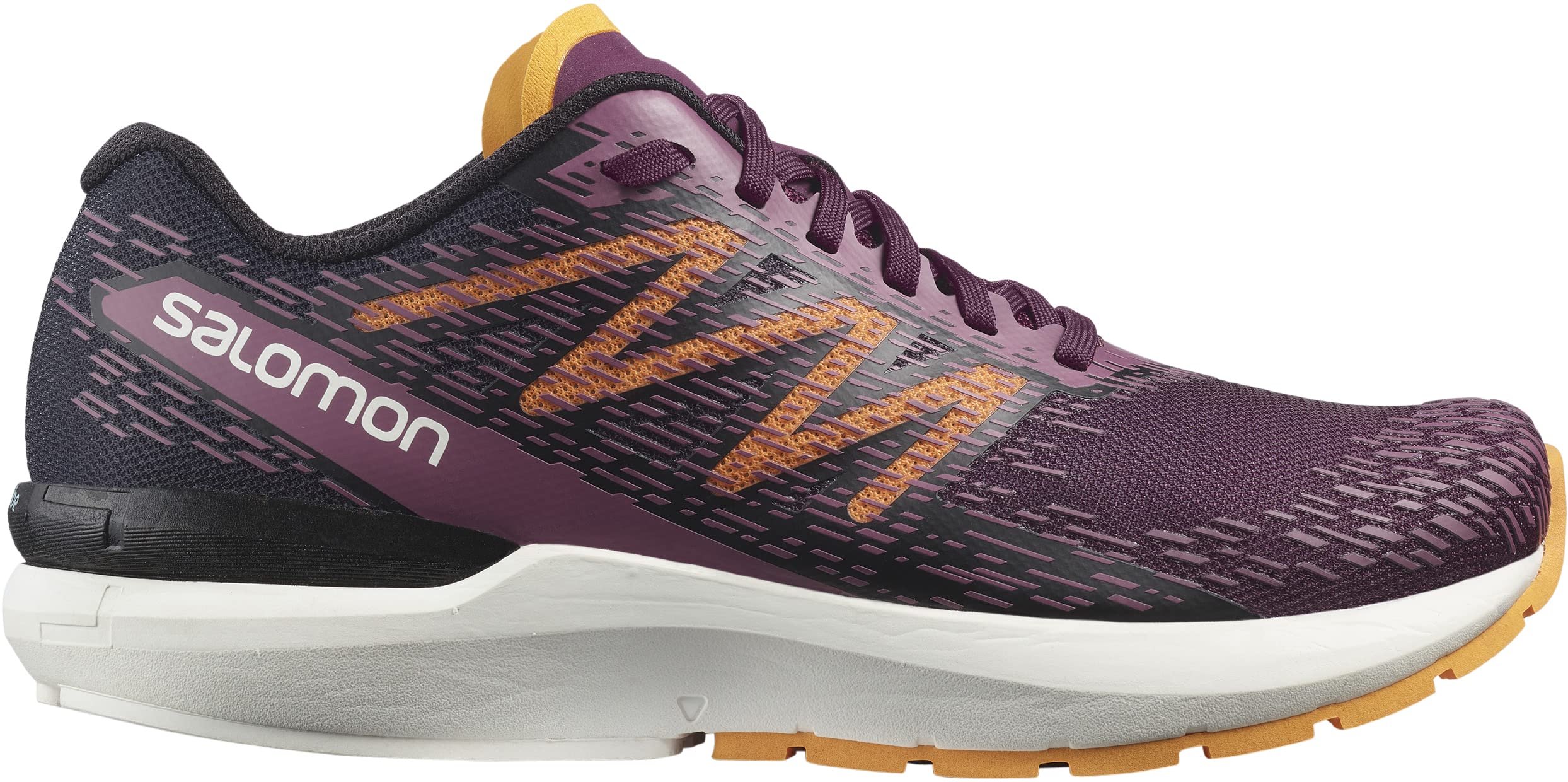 Salomon Women's Sonic 5 Balance W Trail Running Shoe, Grape Wine/Black/Blazing Orange, 7.5