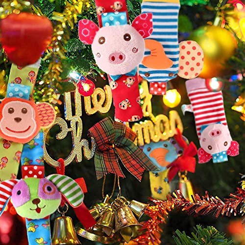 ThinkMax Wrist Foot Rattles for Baby, 8 Pcs Soft Animal Wrist Rattles and Foot Finder Socks - Elephant, Monkey, Piggy and Puppy