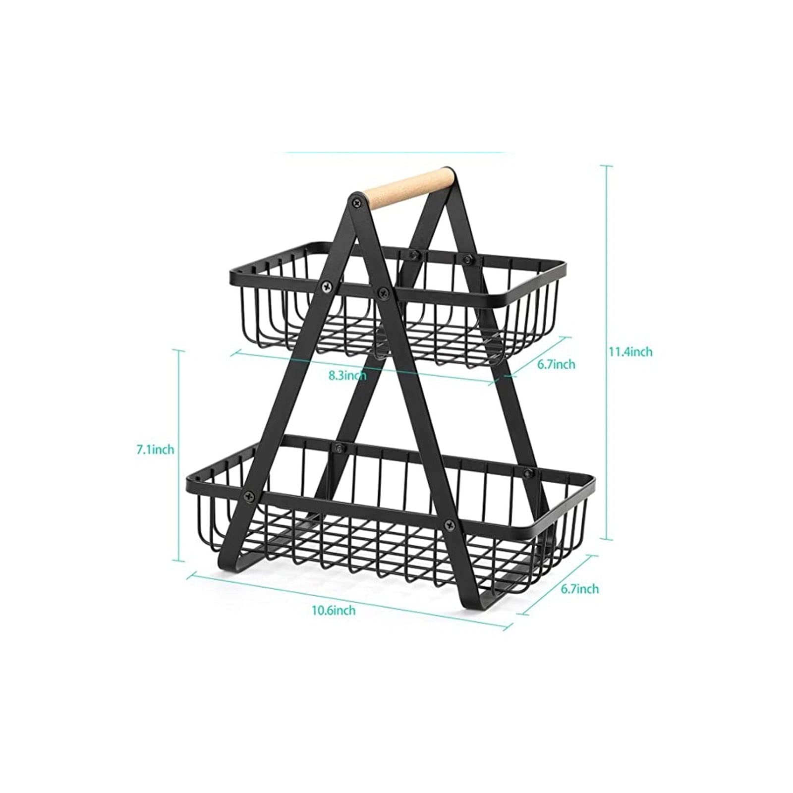 DEPILA Bread,Fruit Bowl 2-Layer Metal Iron Fruit Basket Bread Display Stand Vegetable Rack Household Rack (Color : White)
