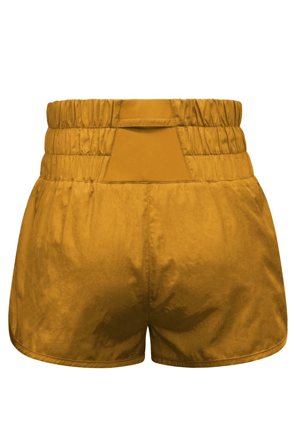 BOOSOULY Women's Quick-Dry Running Shorts Loose Fit Side Splits Workout Sport Layer Active Shorts Yellow S