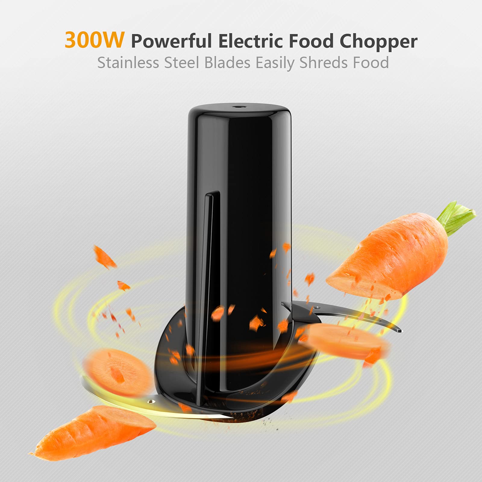 COSTWAY Food Processor & Vegetable Chopper, 2-Speed and 3 Cup Food Chopper with Easy Grip Handle, Double Safety Lock, Stainless Steel Chopper Blade, Anti-slip Suction Rubber Feet, Black