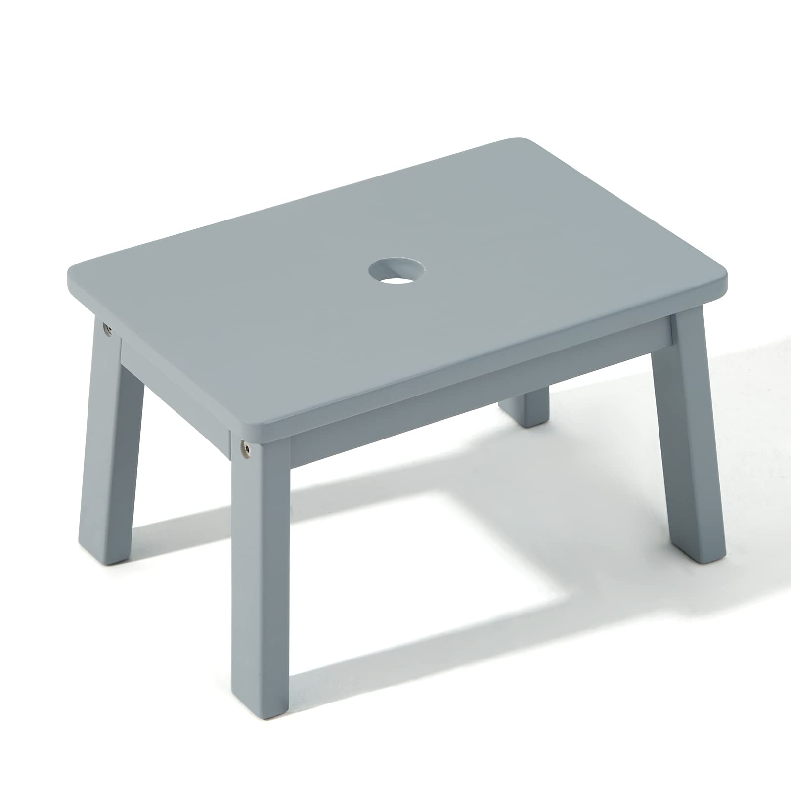 HOUCHICS Wooden Step Stool for Kids,Solid Birch for Kitchen Bedroom Living Room Bathroom Toilet Nursery Toddlers Potty Training Stool with Non-Slip Pads and 220lb Load Capacity (Gray