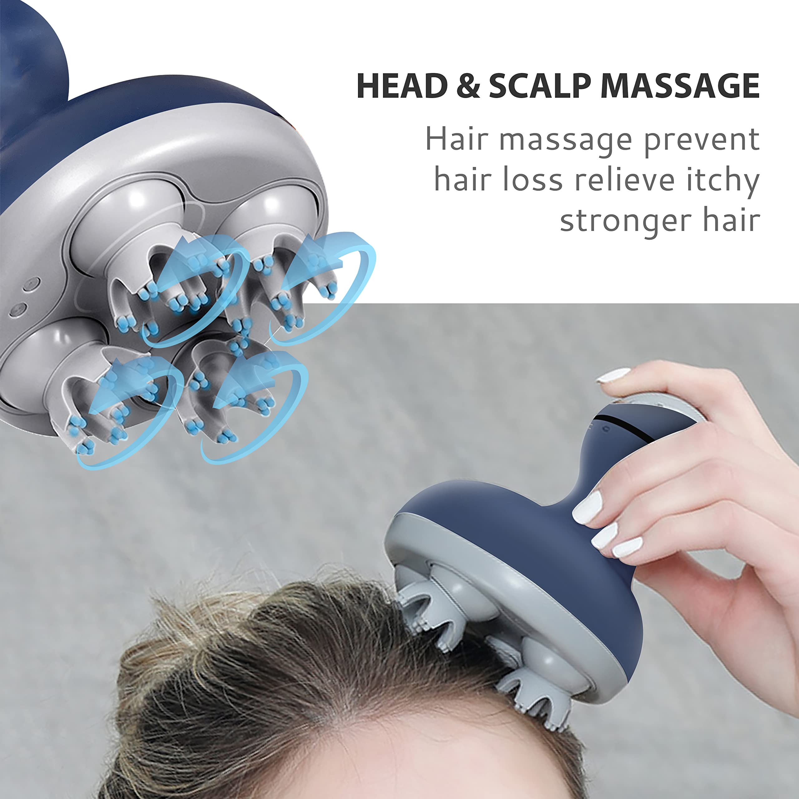 COMFIER Cordless Electric Scalp Massager with Mutlti-Modes Vibration, Handheld Cat Head Massager for Pets, Portable Dog Head Massager for Deep Clean and Stress Relax