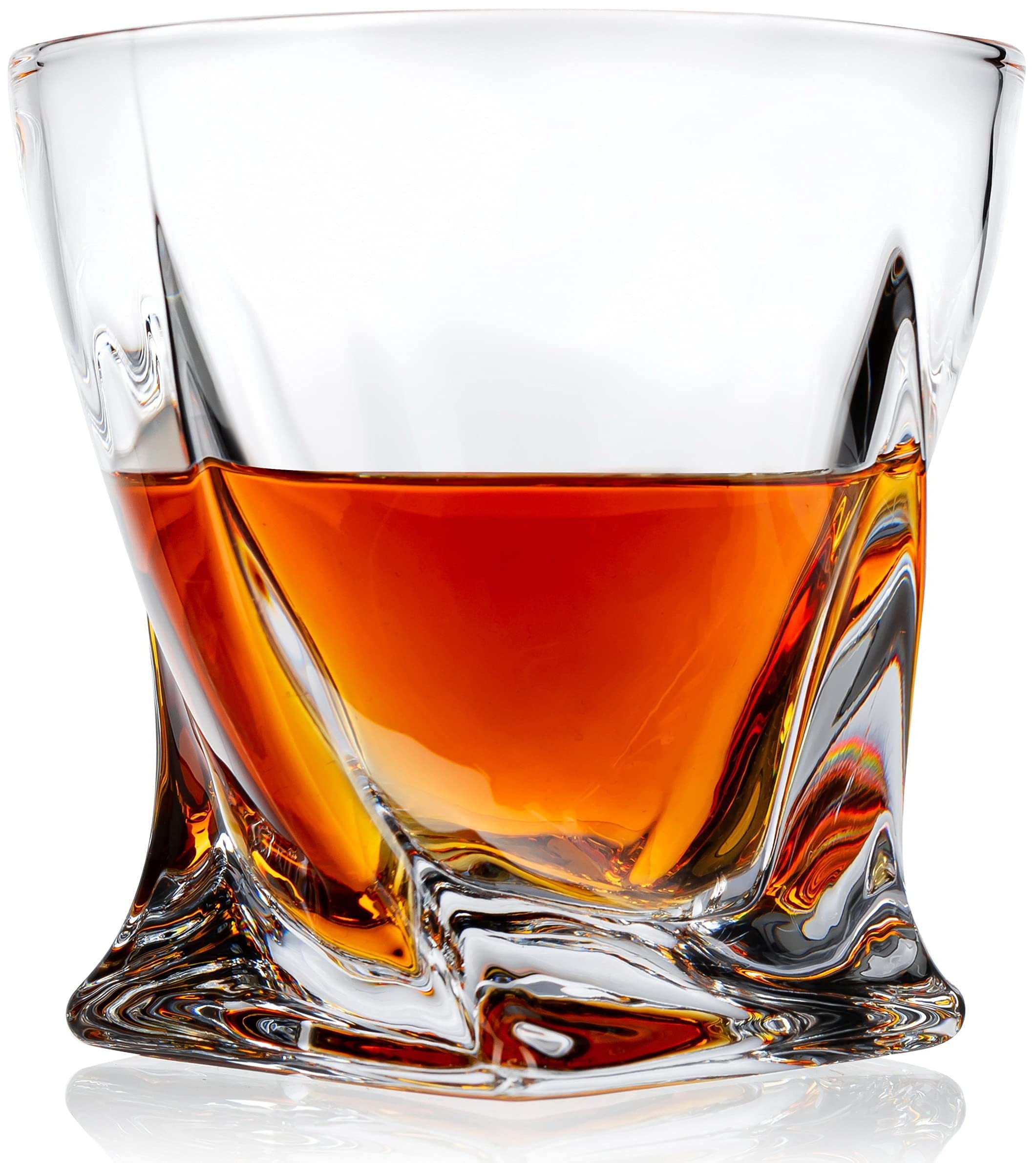 Crystal Whiskey Glasses Set of 4 - Luxury Satin-Lined Gift Box - Old Fashioned Whisky Cocktail Glasses with Rocks, Whisky Glass for Drinking Bourbon, Scotch, Cognac, Highball - Drink glasses