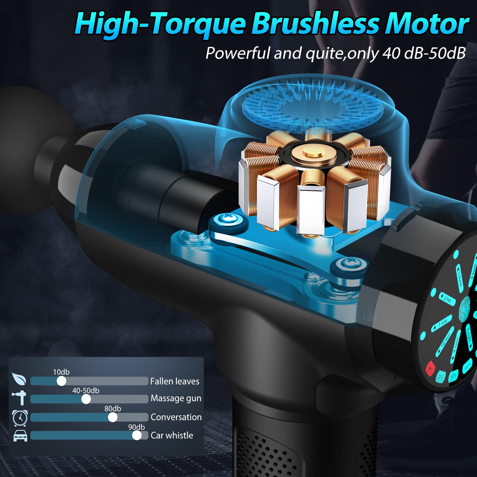 DARKIRON Massage Gun Deep Tissue, Percussion Muscle Massage Gun for Athletes - with 15 Massage Heads, Dark Black