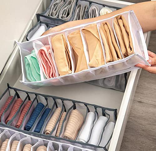 YZYANZI Socks Pants T-shirts Clothes Drawer Organizers Dividers For Drawer Folded Clothes Clothing (7 Packs - 2x Socks Grid-11+ 1 x Bra Grid-6 + 2 x Underwear Grid-7 Small + 2 x Legging Grid-7 Medium)