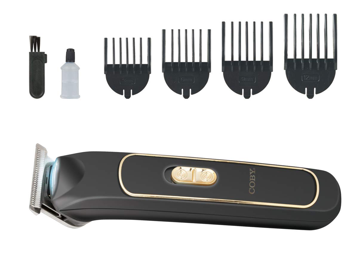 COBY VERTEX Men's Grooming Professional Clipper Rechargeable T-Blade Hair Trimmer with Guide Light