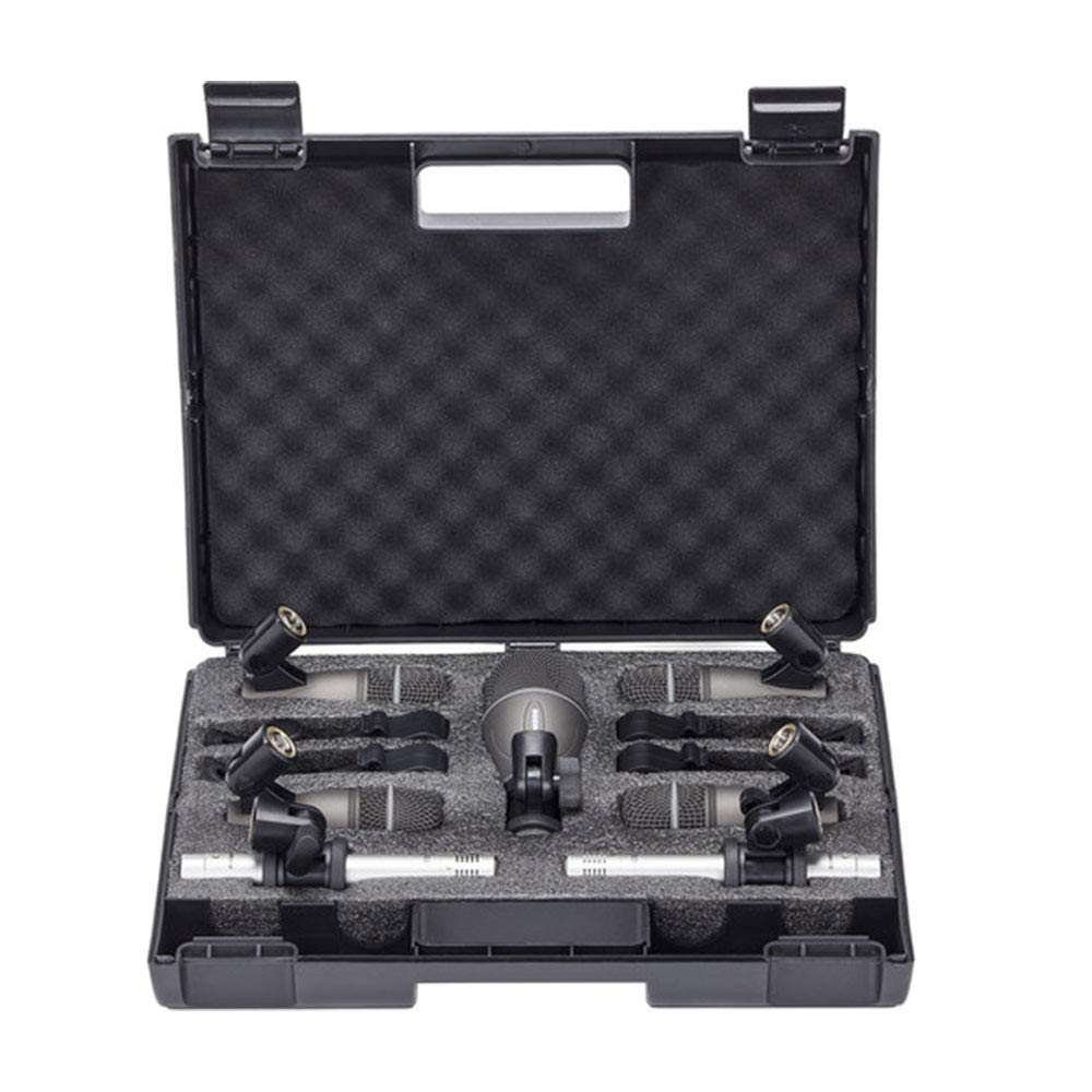 Samson DK707 7-Piece Drum Microphone Kit SR970 Professional Studio Headphones + 7X XLR Mic Cable 10 ft. + 7X Rip Tie Cable Tie + Photo4Less Black Cleaning Cloth – Deluxe Accessory Bundle
