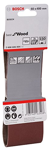 Bosch Professional 2608606004 Sanding Belts60x400 G150, Red, 60 x 400 mm, Set of 3 Pieces