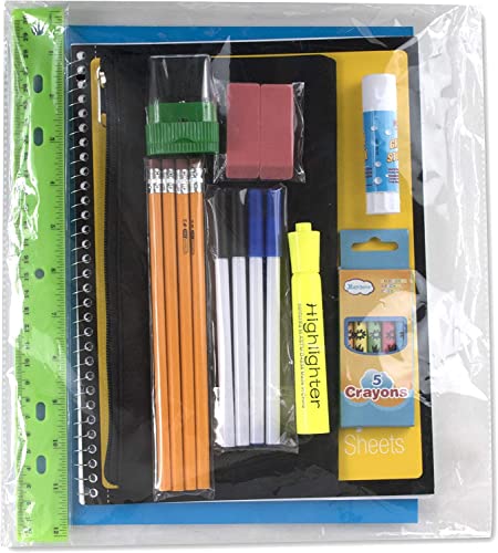Trail maker Pre-Filled 17" Backpack & School Supply Kit - 20 Piece Back to School Supplies with Backpack (Black Pack)