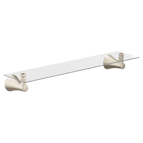 Moen YB0390BN Flara Collection 21-Inch Wide Glass Bathroom Vanity Shelf, Brushed Nickel