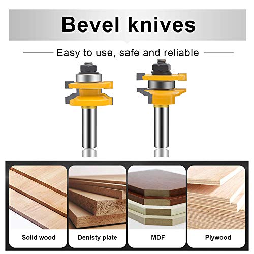 LEATBUY Router Bits Cabinet Door 3 PCS Router Bit Set 1/2-Inch Shank Rail and Stile Round Over Raised Panel Woodworking Wood Cutter, Wood Carbide Groove Tongue Milling Tool(1/2 Line)