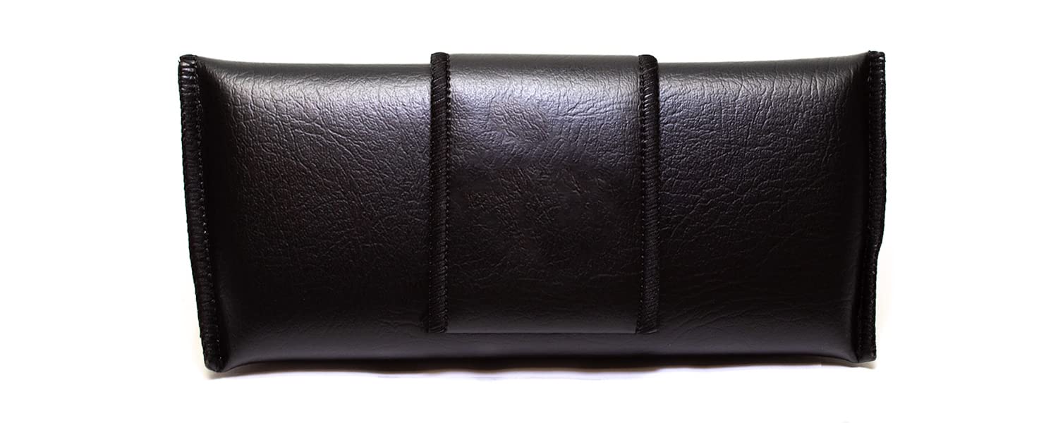 Calabria Double Snap Belt Loop Eyeglass Case PU Leather Black Brown 2Pack Vintage Eye Glasses Pouch SemiHard Sunglass Holder