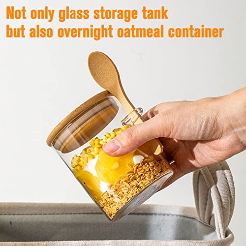 Hwawhin 4 Pack Airtight Glass Jars with Bamboo Lid & Spoons, 19 OZ Glass Food Storage Jars Borosilicate Glass Canisters for Coffee Bean, Sugar, Storage, Dry Goods, Cookie, Candy, Tea, Spices and More