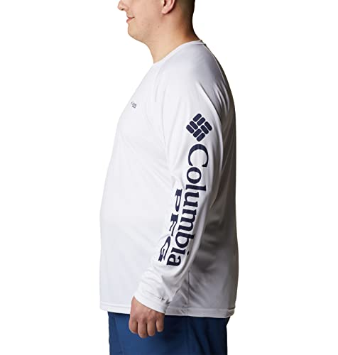 Columbia Men's Terminal Tackle Long Sleeve Fishing Shirt, White/Nightshade Logo, Medium