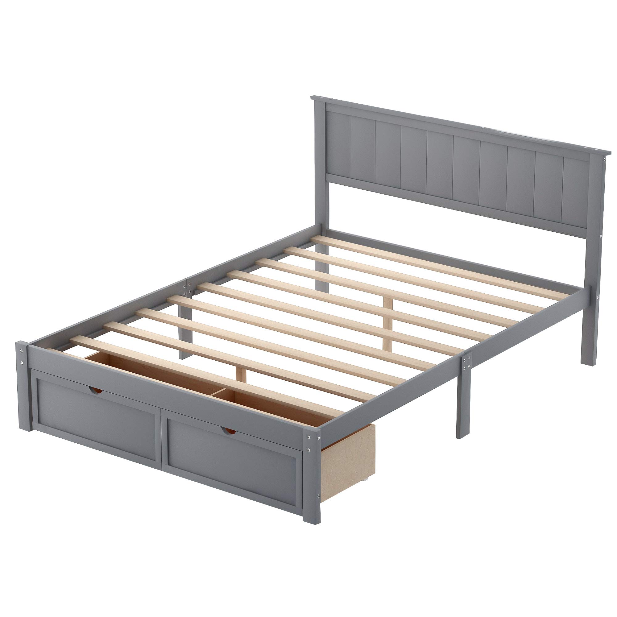 Harper & Bright Designs Kids Full Bed Frame with LED Lights & House-Shaped Headboard, Wood Full Size Platform Bed for Kids Teens, No Box Spring Needed (Walnut+Milk White)