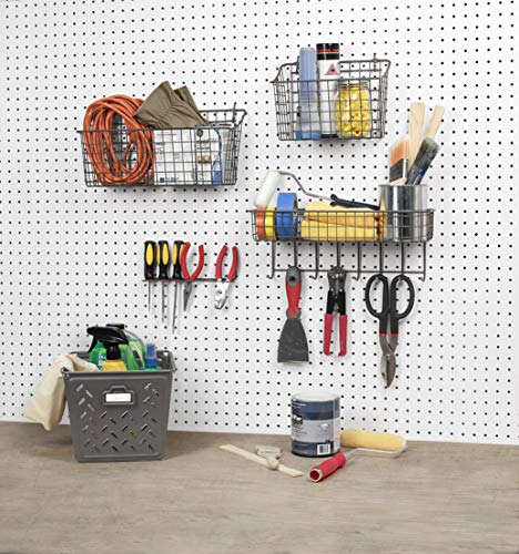Spectrum Diversified 10" x 5" x 7" Pegboard & Wall Mount Basket, 10"L x 7"W, Industrial Gray
