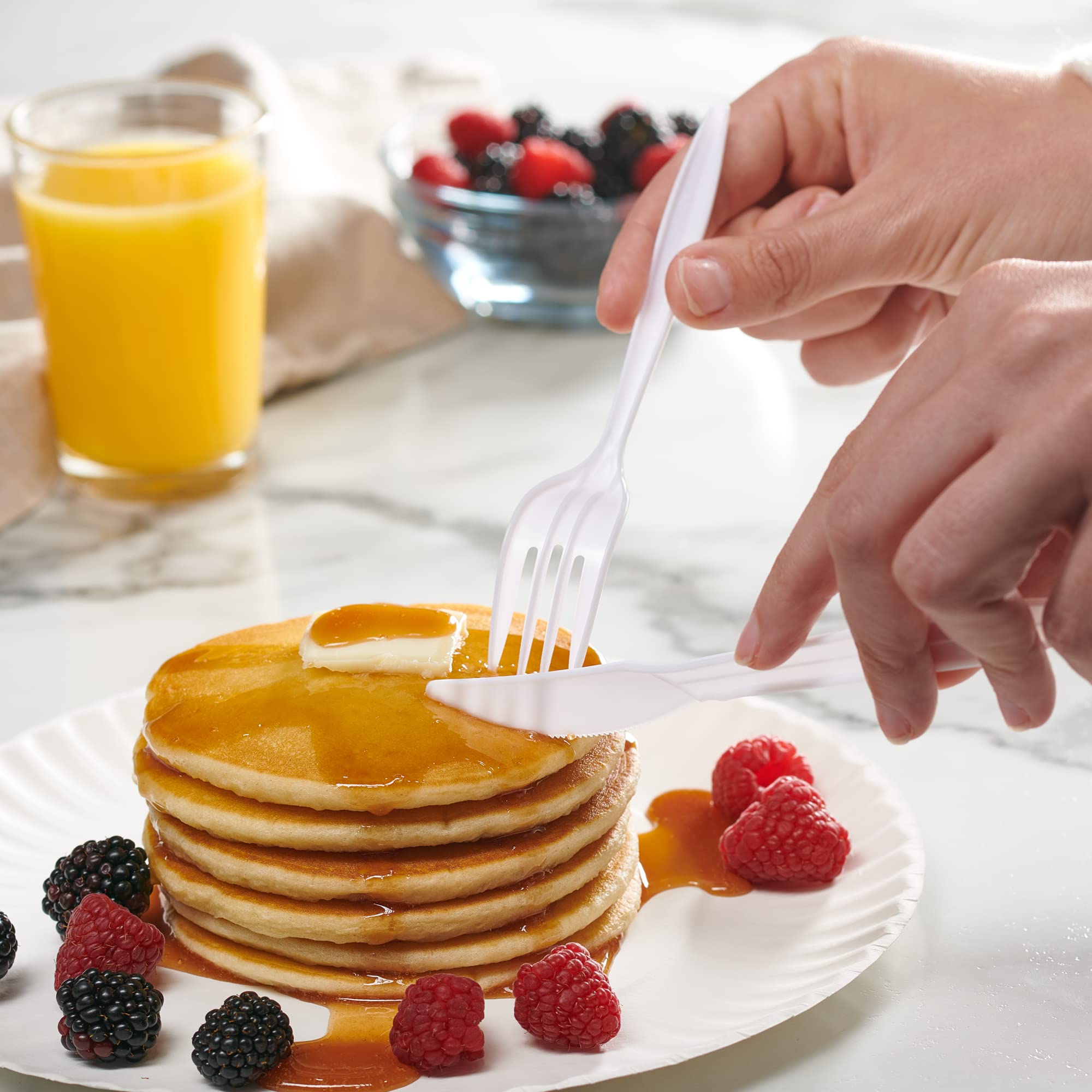 Comfy Package 400 Light-Weight White Disposable Plastic Knives