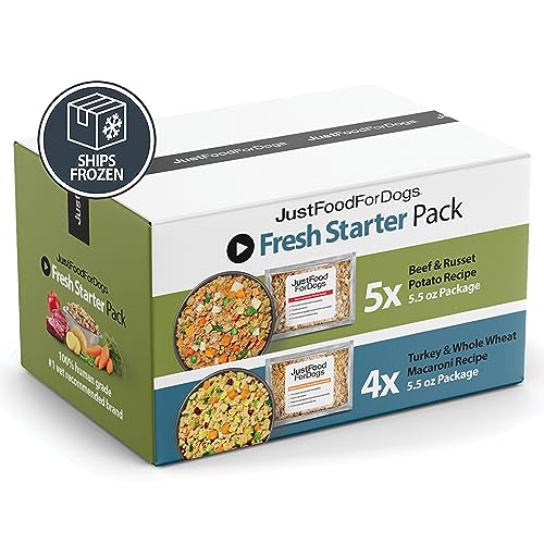 JustFoodForDogs Frozen Fresh Dog Food Topper Starter Pack, Beef & Turkey Recipes, 5.5 oz (Pack of 9)