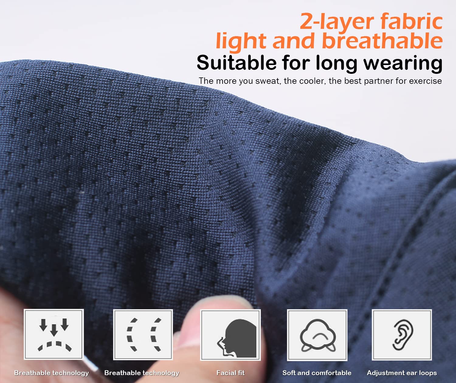 Borgasets Breathable Face Mask With Adjustable Washable Reusable Masks for Women Men