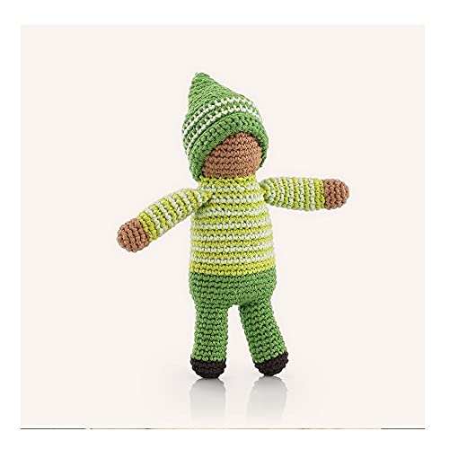 Pebble | Handmade Pixie Rattle - Fern- Green | Crochet | Fair Trade | Pretend | Imaginative Play | Montessori | Machine Washable