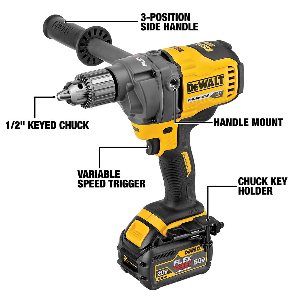 DEWALT 60V MAX* Cordless Drill For Concrete Mixing, E-Clutch System (DCD130T1)