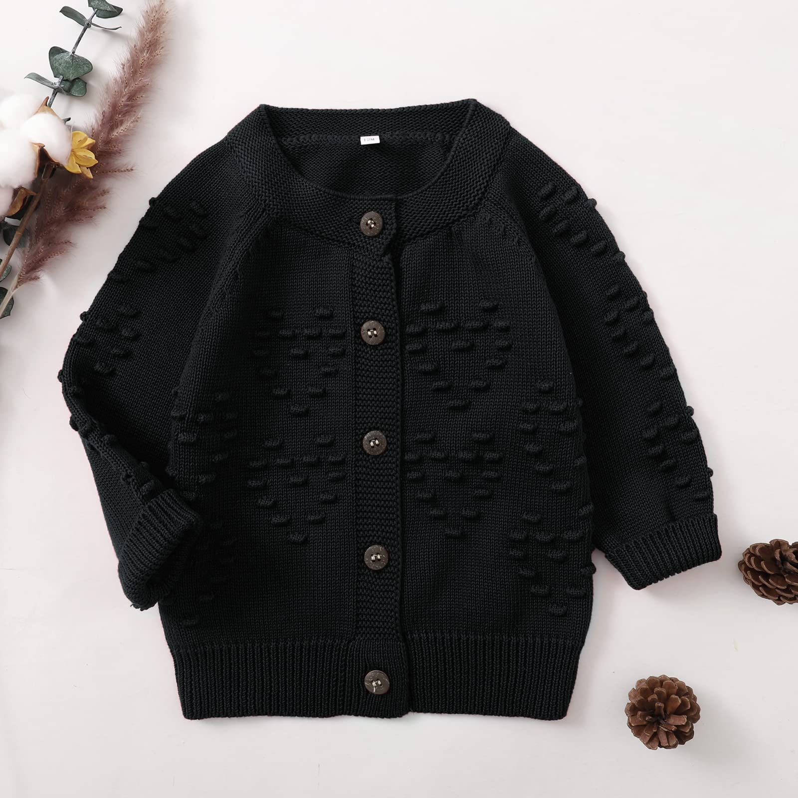 Kids Knitted Crewneck Top Sweater Solid Color Outfit for Little Girl Cardigan 6t