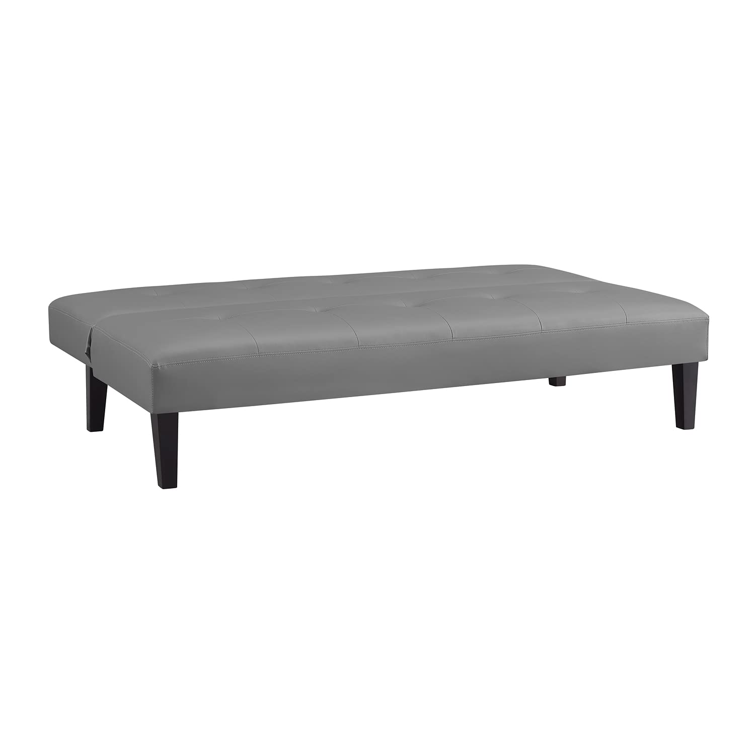 Naomi Home Gray Faux Leather Futon Sofa Bed, Modern Convertible Sofa with Wooden Legs, Reclining Small Couch Bed, Durable and Sturdy, 66'D x 32'W x 31'H