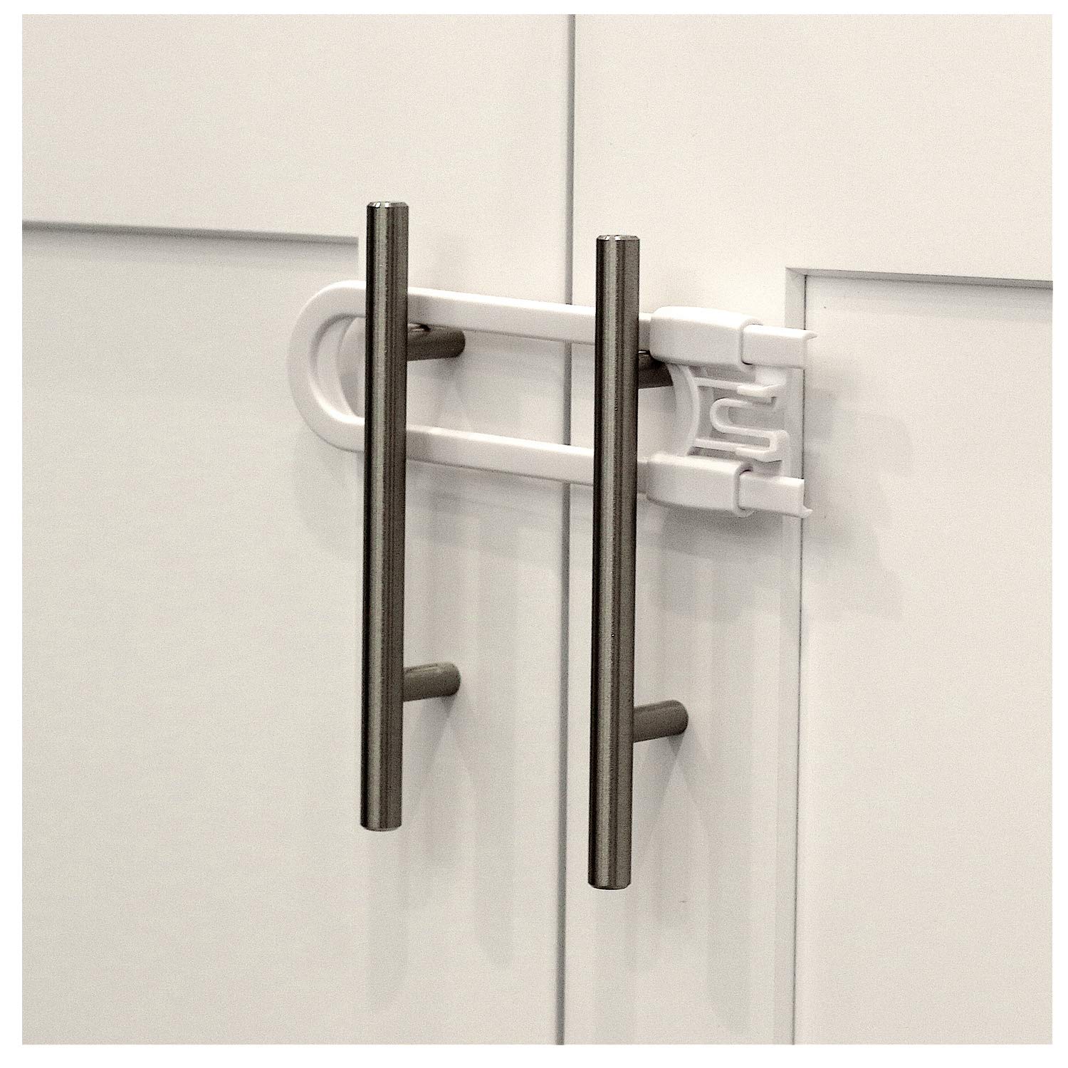 Child Safety Sliding Cabinet Locks (4 Pack) - Baby Proof Knobs, Handles, Doors - U Shape Sliding Safety Latch Lock - Jool Baby