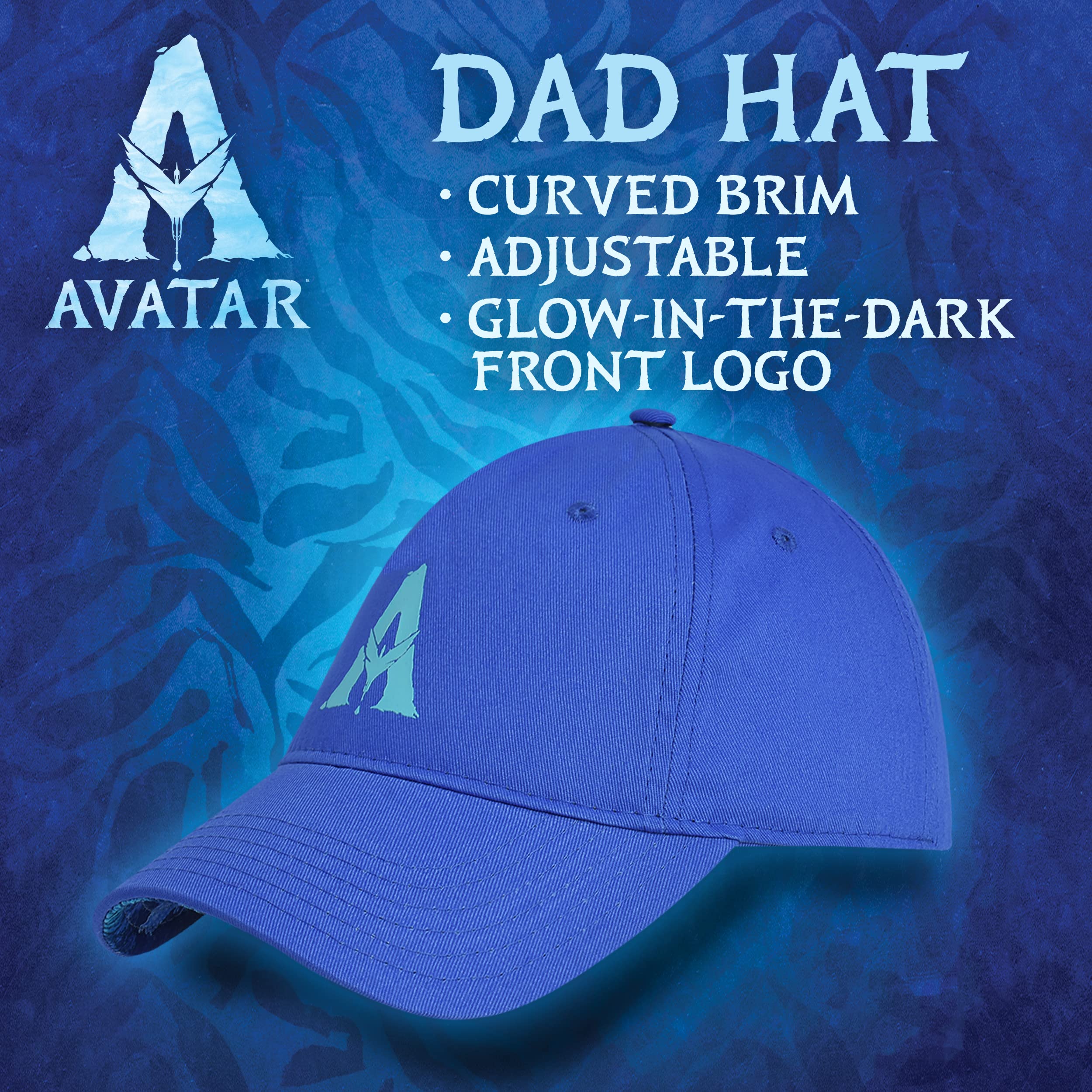 Concept One Disney Avatar: The Way of Water Dad Hat, Cotton Adjustable Baseball Cap with Curved Brim, Blue, One Size