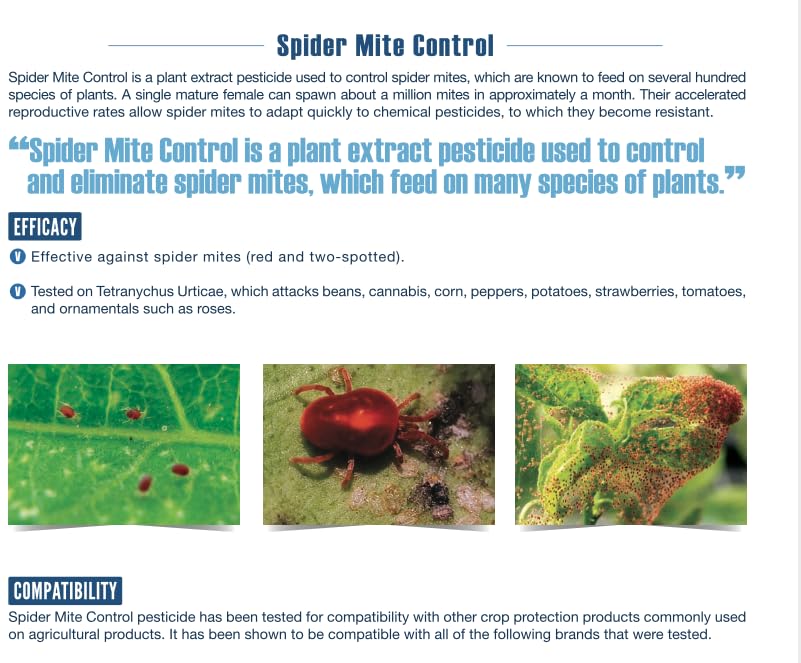 Growers Trust Spider Mite Killer Non-Toxic, Biodegradable - Natural Pesticide -Organic Ingredients- Earth Friendly Pest Control-(Solution Makes 5 gallons RTU )