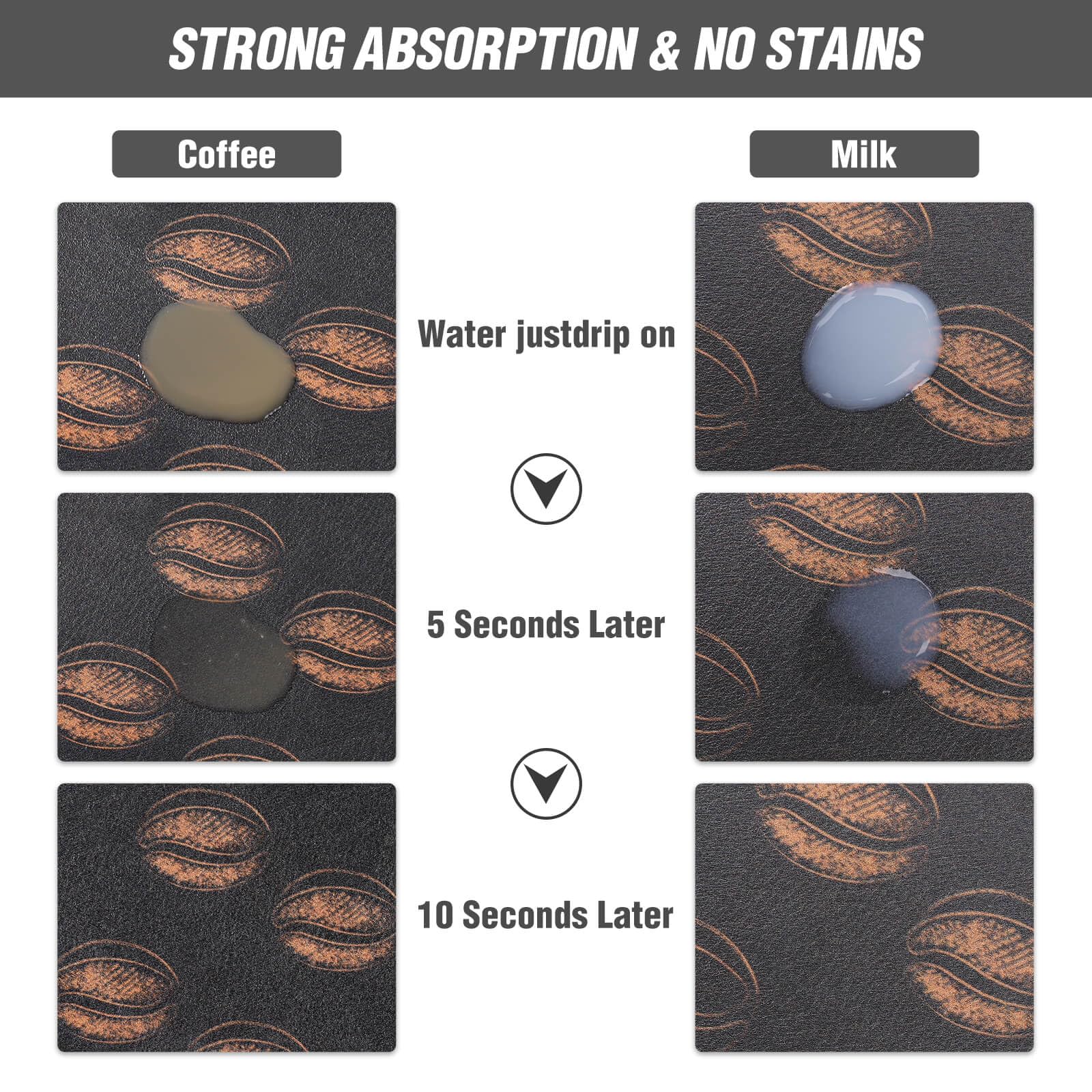 Coffee Mat Coffee Bar Mat Hide Stain Absorbent Drying Mat with Waterproof Rubber Backing Fit Under Coffee Maker Coffee Machine Coffee Pot Espresso Machine Coffee Bar Accessories-Black Marble
